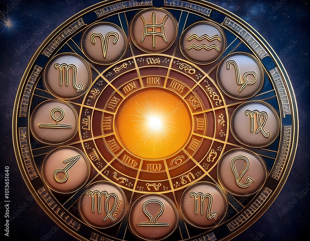 Zodiac signs within a horoscope circle symbolize the intricate world of ...