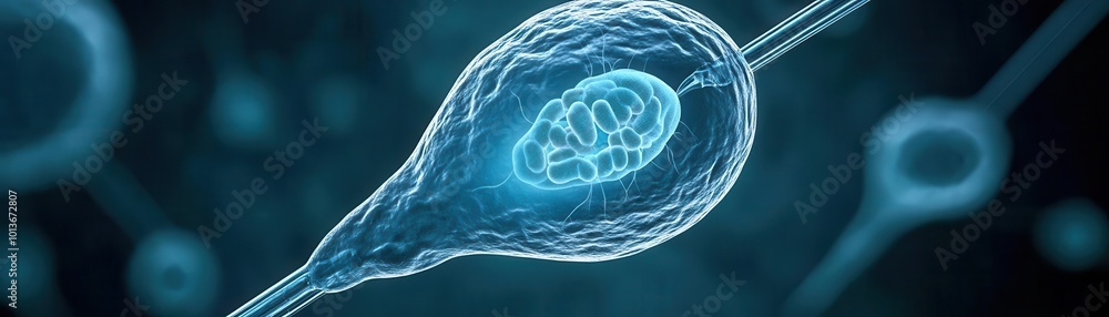 3D illustration of a zygote forming into an embryo, depicting the start ...