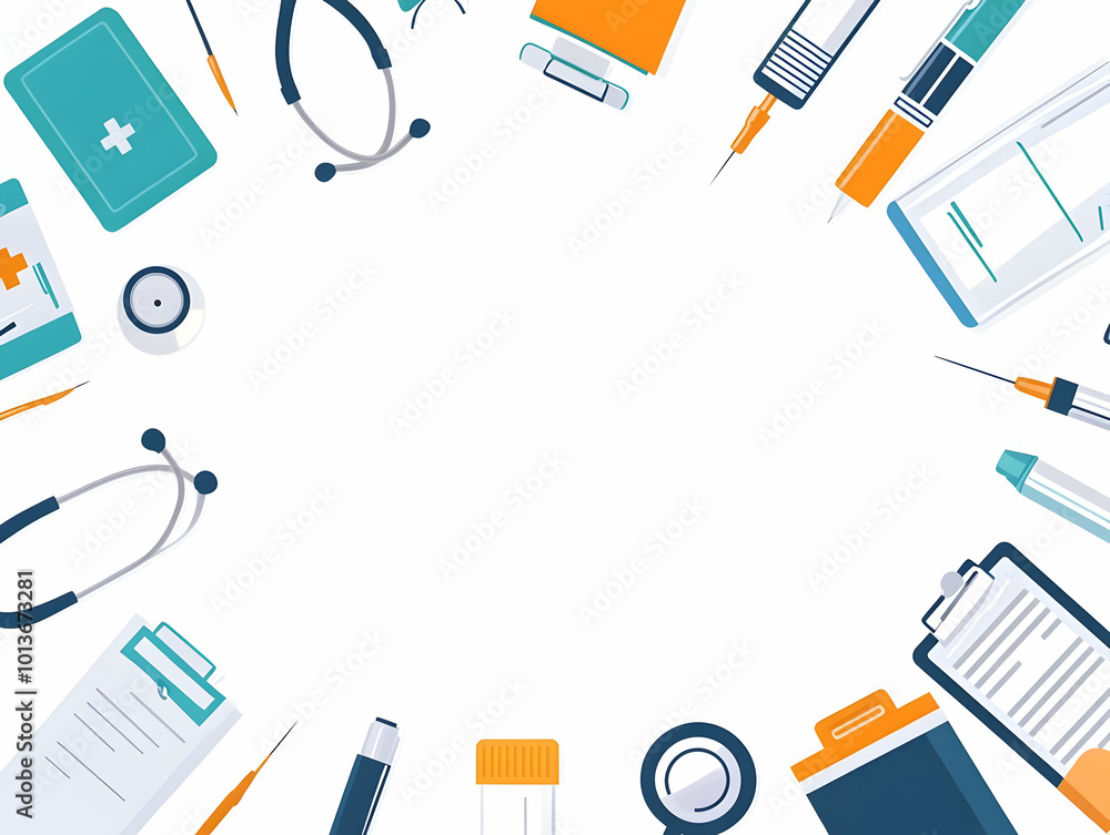 Flat Border frame with insulin pen and stethoscope Support Your Health ...