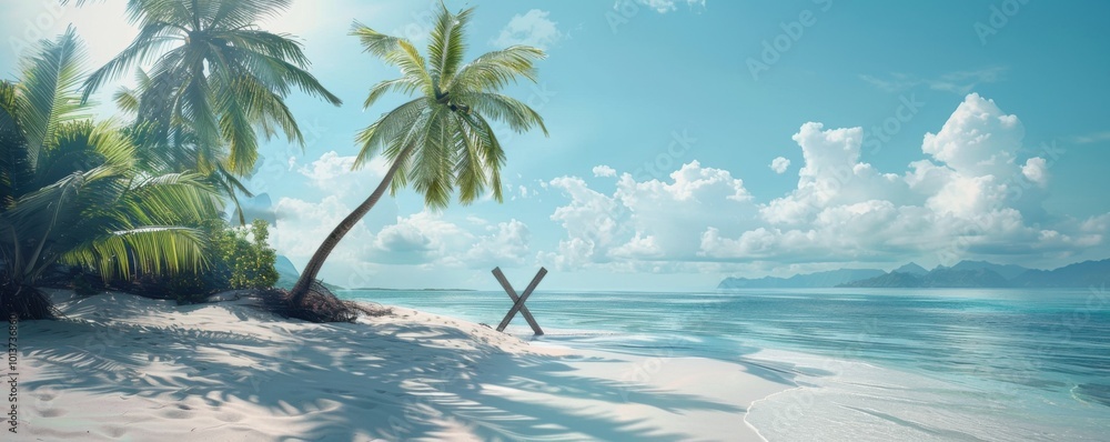 X Marks the Spot on Desert Island Beach, 4K hyperrealistic photo Stock ...
