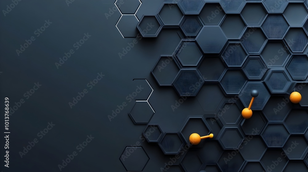 Hexagonal graphene grid composed of interconnected carbon atom bonds ...
