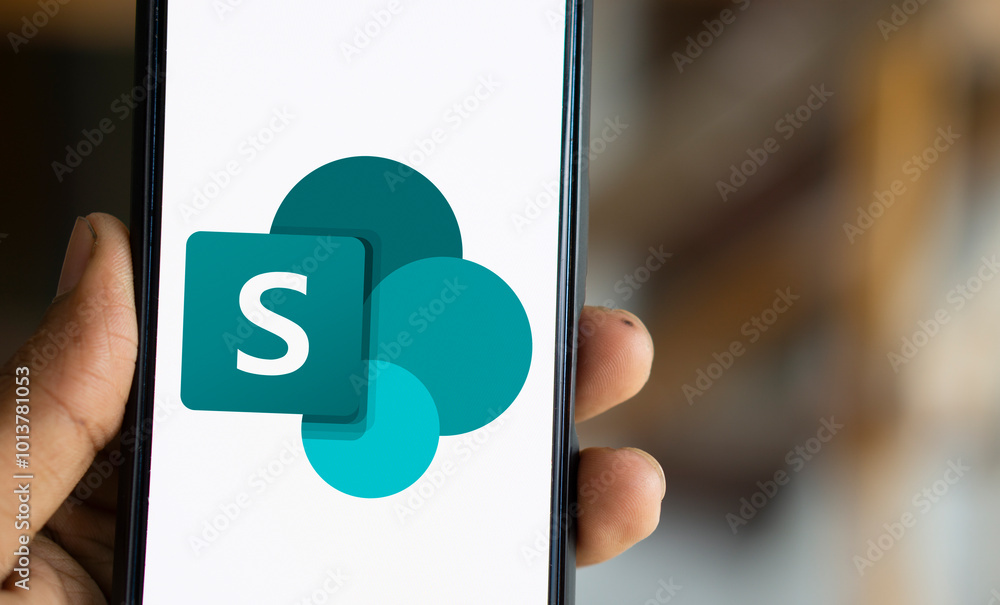 Dhaka, Bangladesh- 05 Oct 2024: Microsoft SharePoint logo is displayed ...