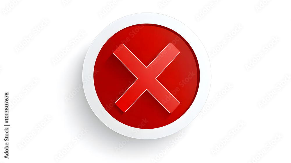 Vector icon of a red X inside a circle, on a white background design ...