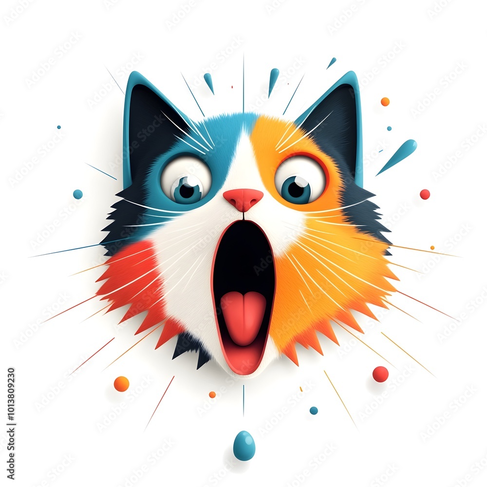 Outraged and astounded Bombay cat with exaggerated vibrant facial ...