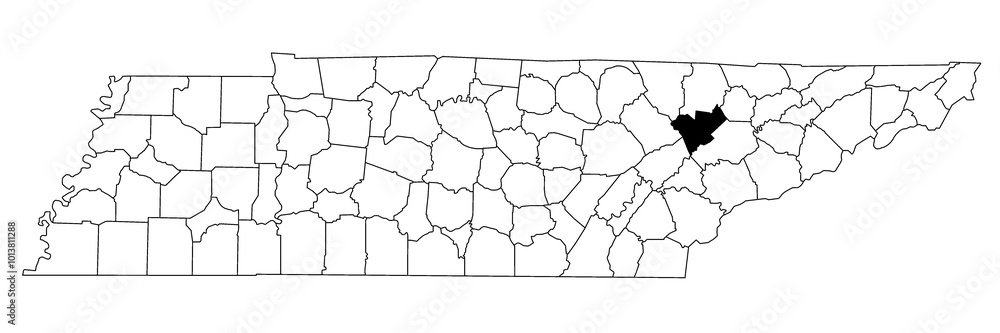 Map of Anderson County in Tennessee state on white background. single ...