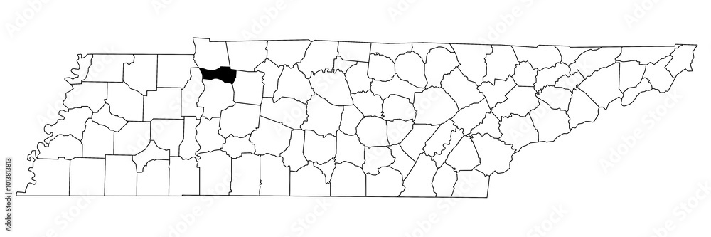 Map of Houston County in Tennessee state on white background. single ...