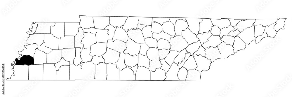 Map of Tipton County in Tennessee state on white background. single ...