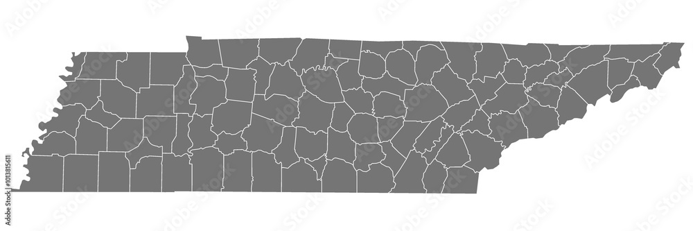 Tennessee administrative map. counties map of Tennessee, blank Map ...