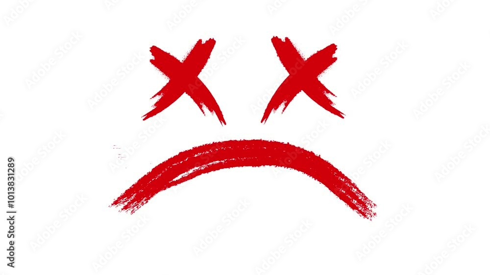 Vidéo Stock Angry Sad Face Symbol Emoji Drawing Animation with Brush ...