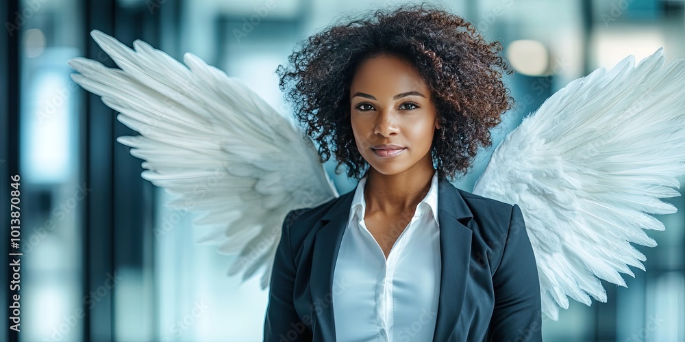 Foto de african american angel executive wearing business suit and ...