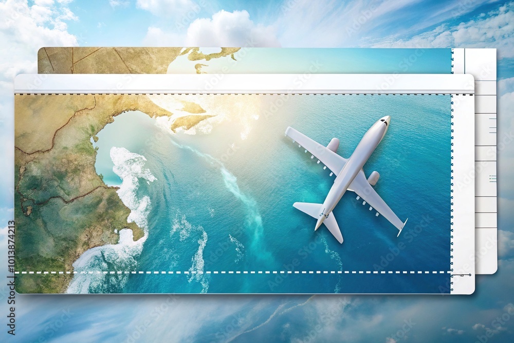 Bird's eye view of a registration form with a plane ticket ...