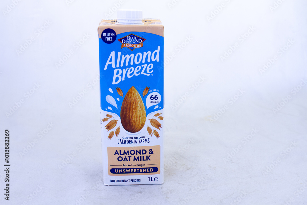 Johannesburg, South Africa - a box of unsweetened oat and almond milk ...
