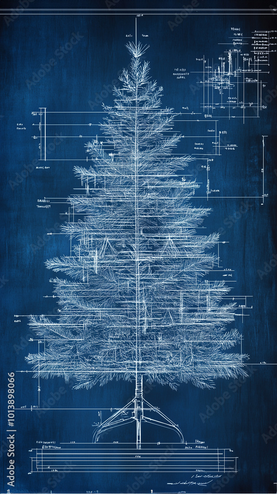 christmas tree engineering drawing - a blueprint with technical details ...