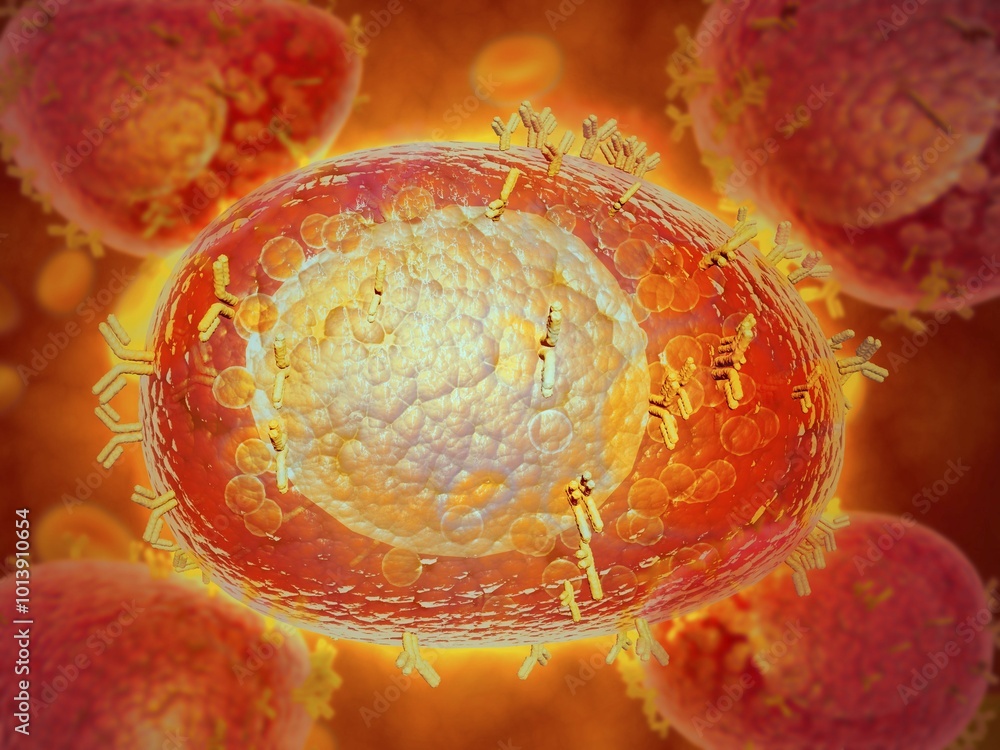 Microscopic view of a mast cell found in connective tissue that ...