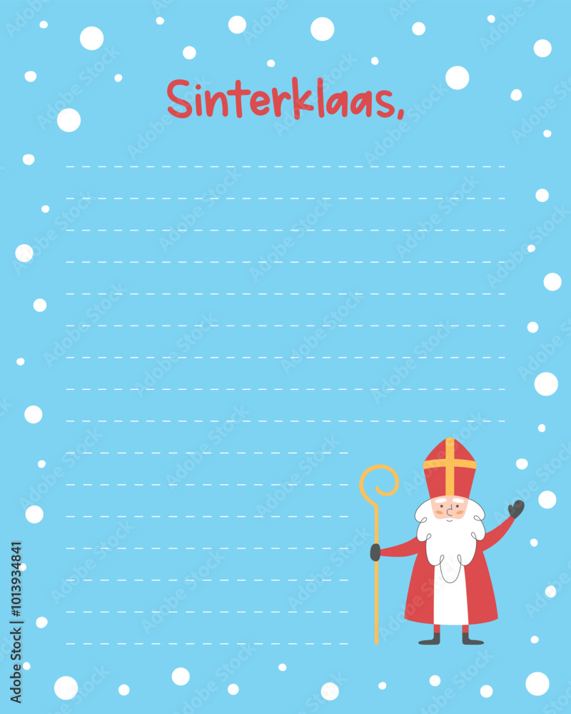 Letter to Sinterklaas. Dutch folklore character. Sinterklaas holding ...