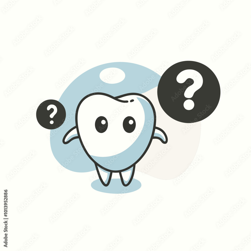 Cartoon Illustration of tooth with the question mark on a isolated ...