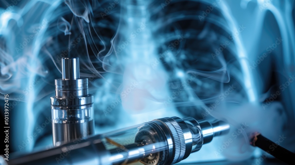 X-ray of lungs and heart with vaping device and smoke,No Tobacco Day ...