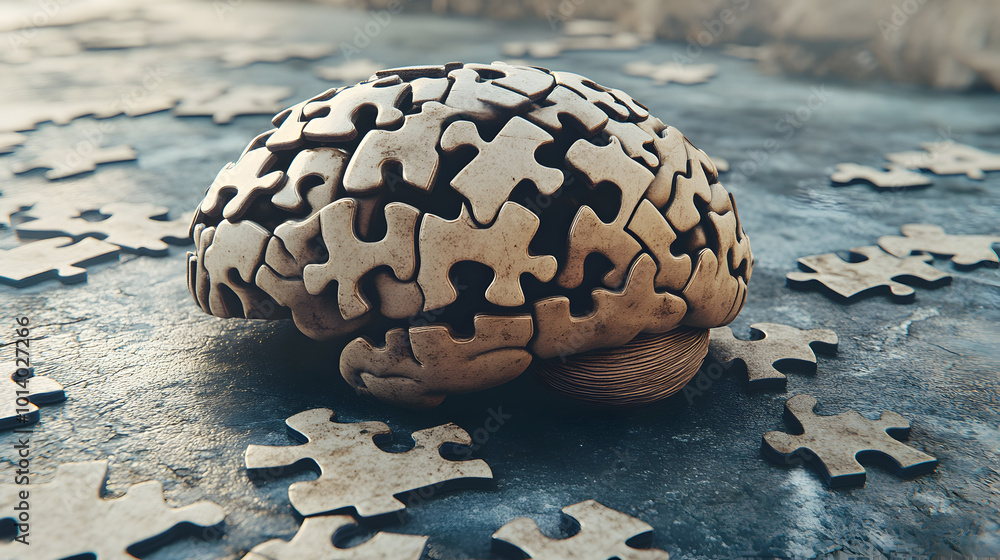 un cerebro humano formado por piezas de un rompecabezas memoria e ...