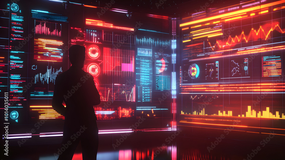 Data analyst visualizing complex data sets on interactive dashboard ...