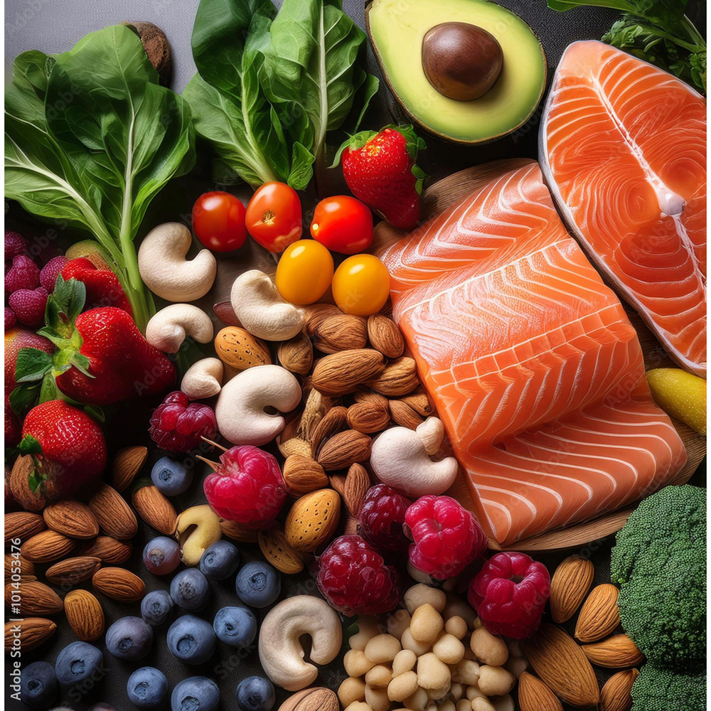 Artful Arrangement of Brain-Boosting Foods - Nuts, Fatty Fish ...