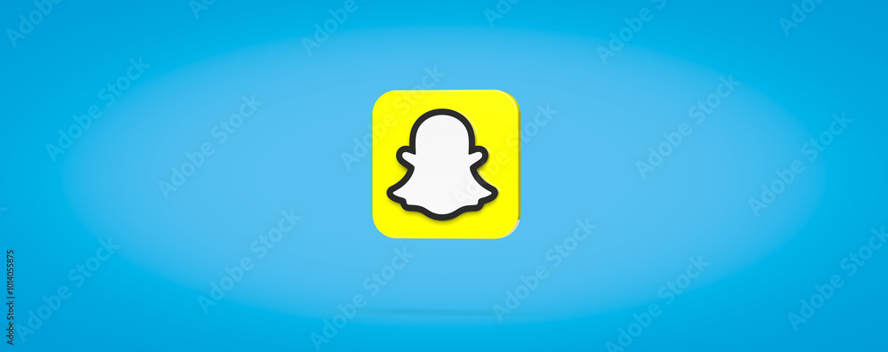 The icon of the messenger, social network Snapchat and yellow cube, box ...