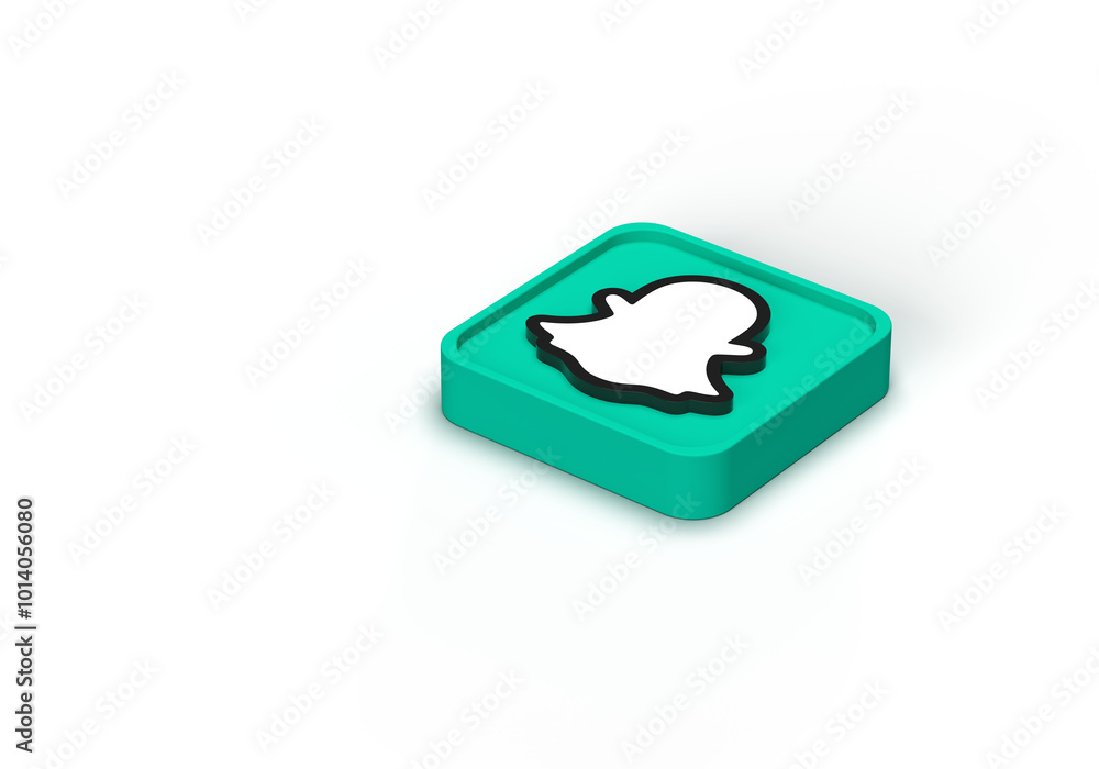 The icon of the messenger, social network Snapchat and green cube, box ...