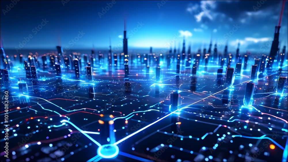 Show a network of interconnected AI systems, each represented by ...