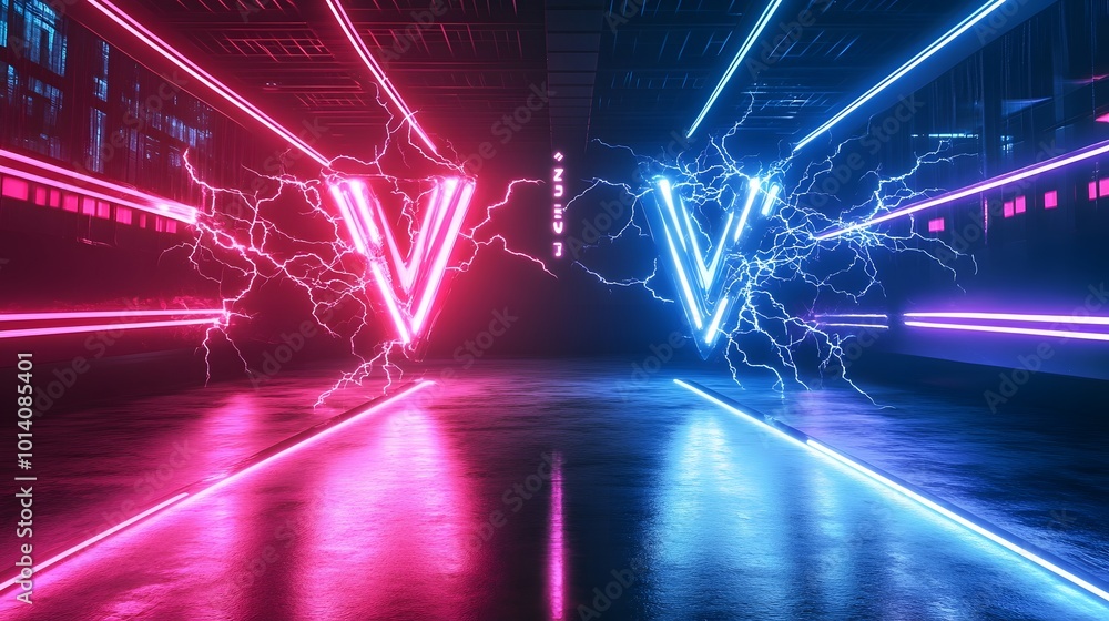 Versus logo with holographic background featuring lightning and flashes ...
