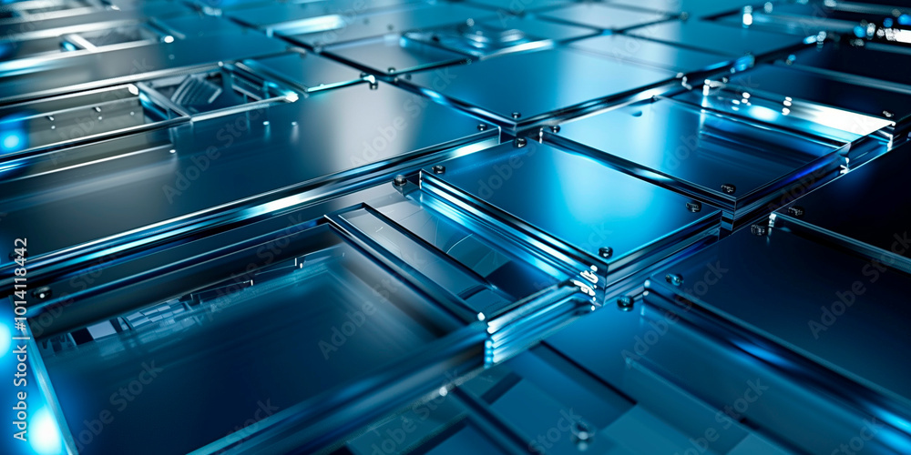 Glass platforms form. multi-level surface, creating a modern ...