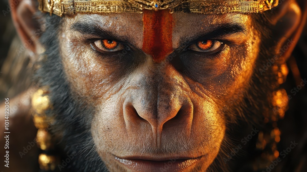 portrait of lord hanuman showcasing intricate details of his features ...