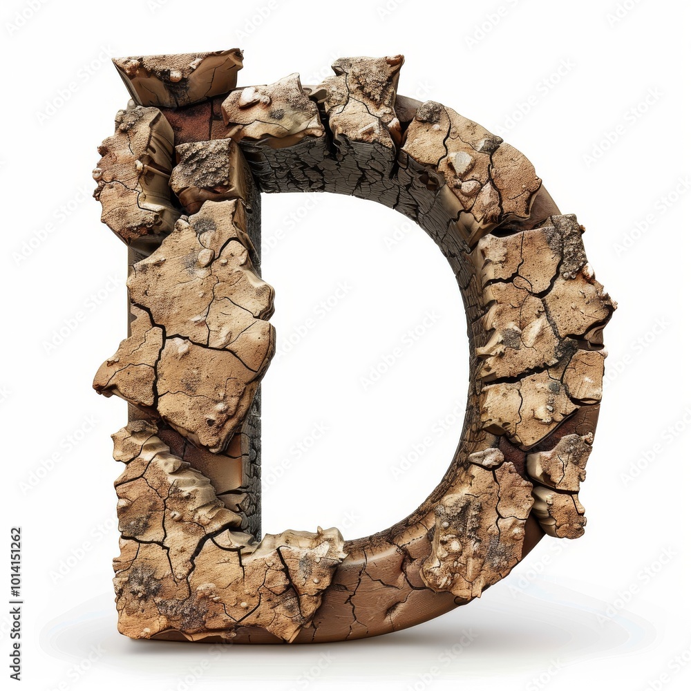 Dirt letter D, soil isolated on white, letter of the English alphabet ...