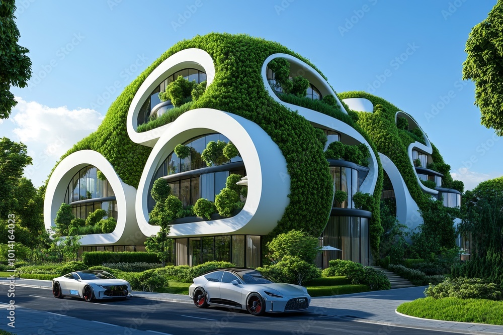 Futuristic city with advanced climate control systems, designed to combat extreme weather and ...
