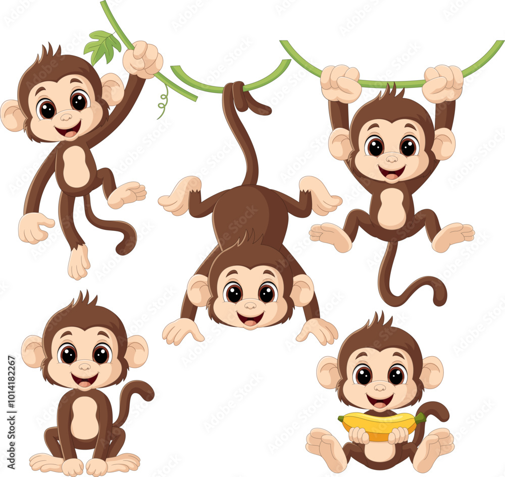 Plakát Illustration of cartoon monkey collection set – Obraz na Zeď ...