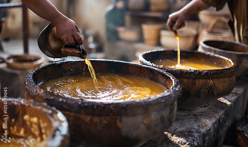 Process of making olive oil in ancient times. Close-up Stock Photo ...