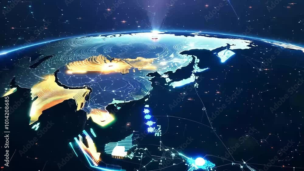 Explore concept global communication throughnetwork connections ...