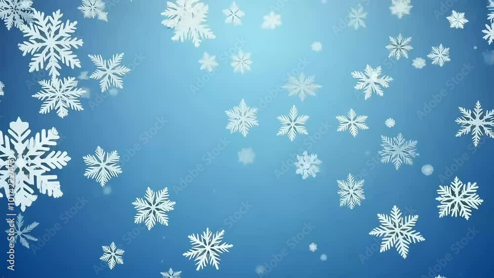 enchanting motion graphics snow flying againstblue background ...