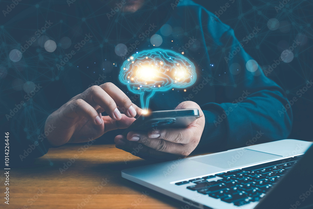 Brain inside the hands of the businessman. Human head and brain.Deep ...