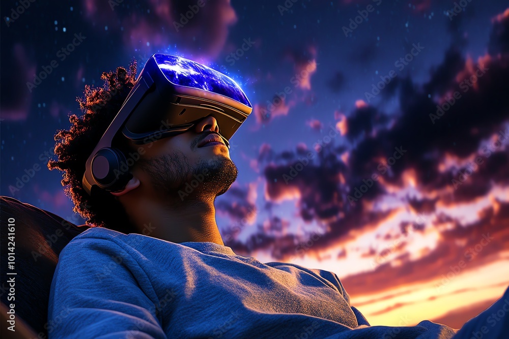 Lazy escape into the virtual world depicted by a 3D avatar lounging in ...