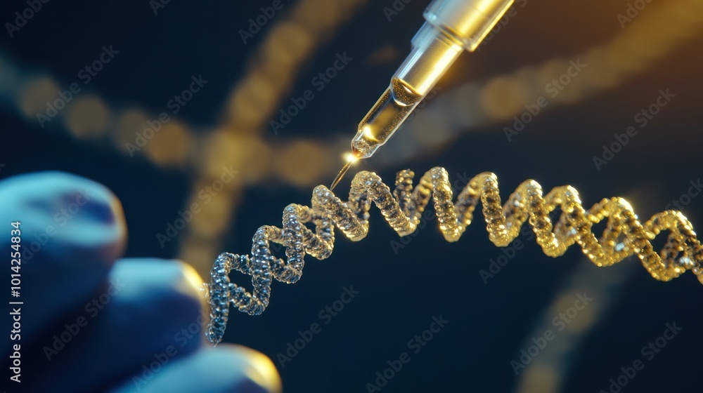 CRISPR gene editing in action, showing scientists manipulating DNA ...