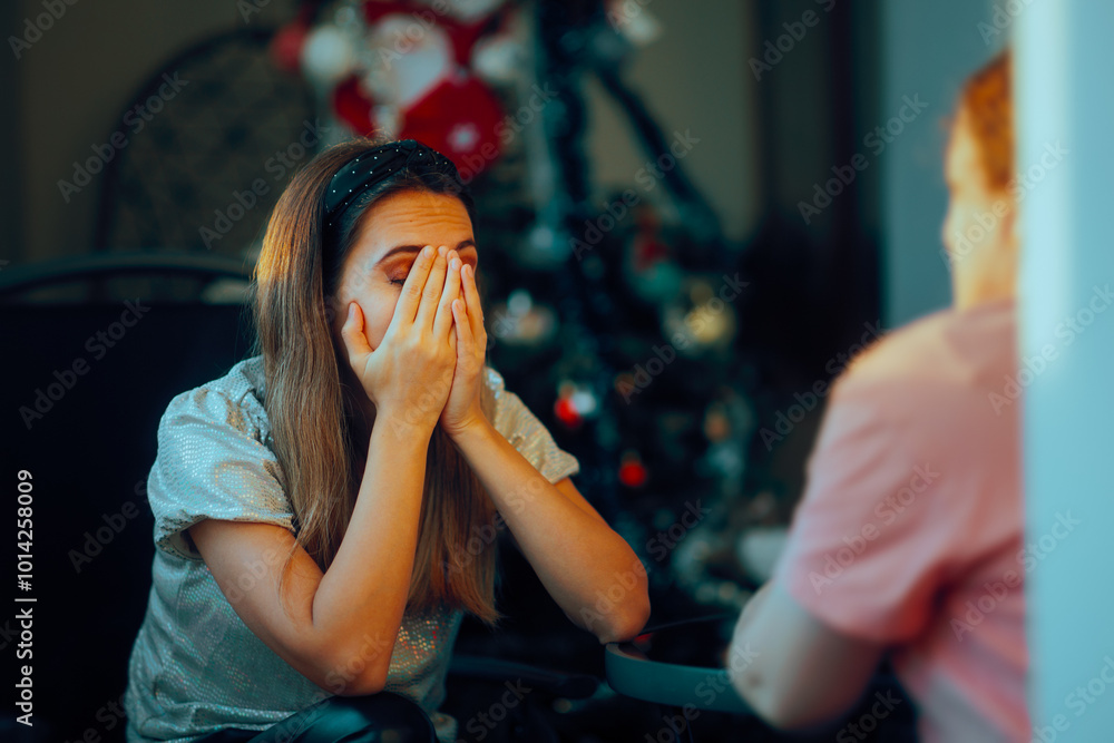 Sad Woman Crying Confessing to her Friend During Holidays. Friends ...