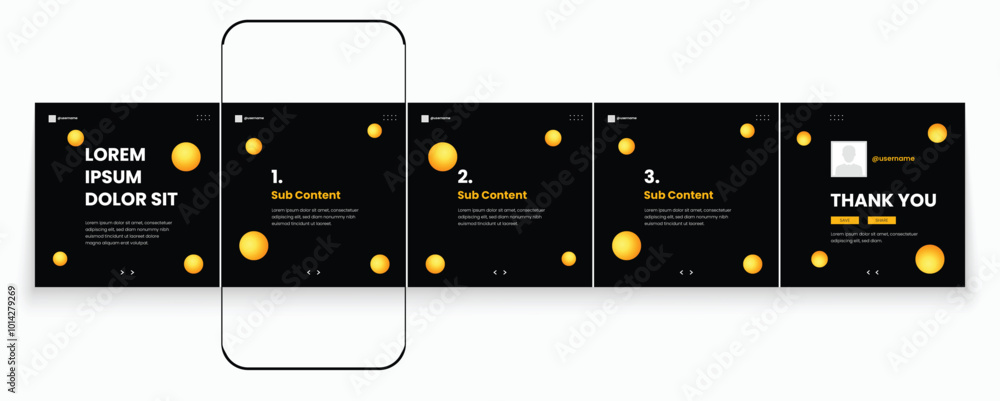 Editable social media carousel post template set or microblog templates ...