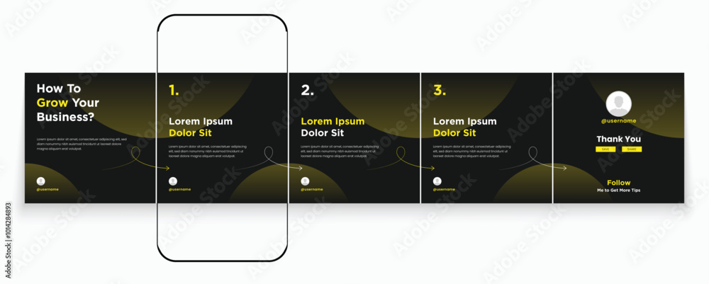 Editable social media carousel post template set or microblog templates ...