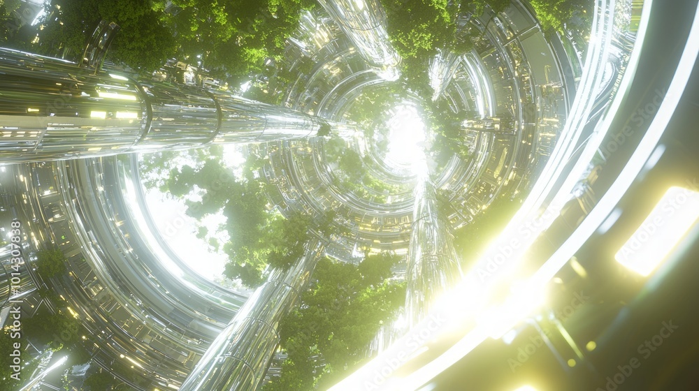 Futuristic Space Colony Mega-Structure Concept Art with Parks, Schools ...