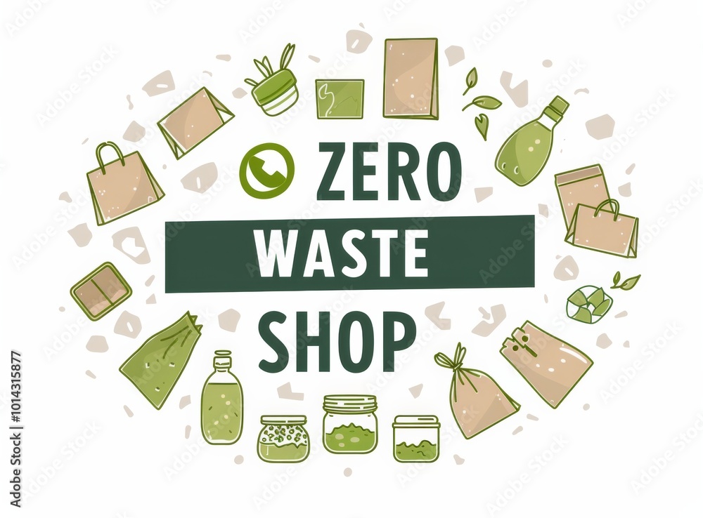 ภาพประกอบสต็อก Logo design for an online zero waste shop featuring ...