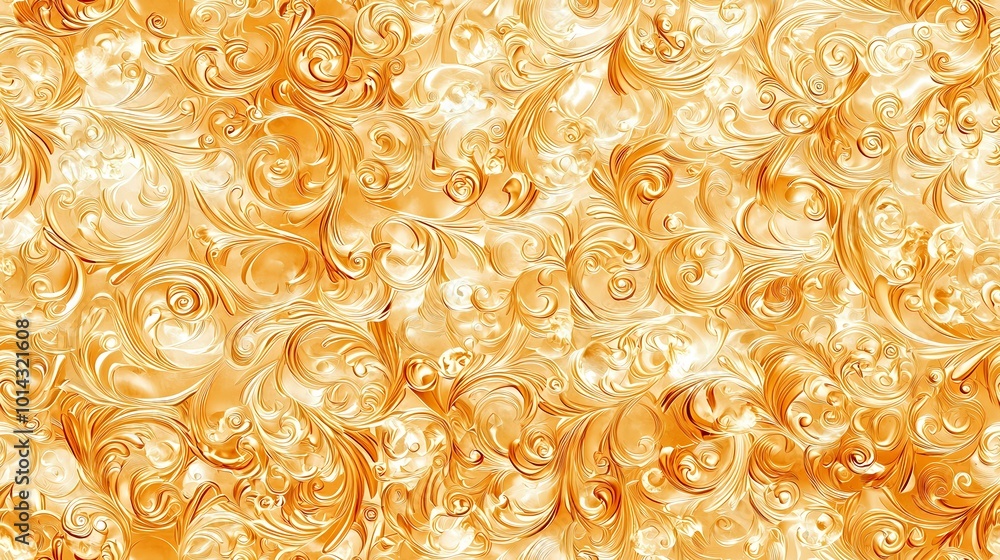 The image is of a gold and white swirl pattern. The image is a swirled ...