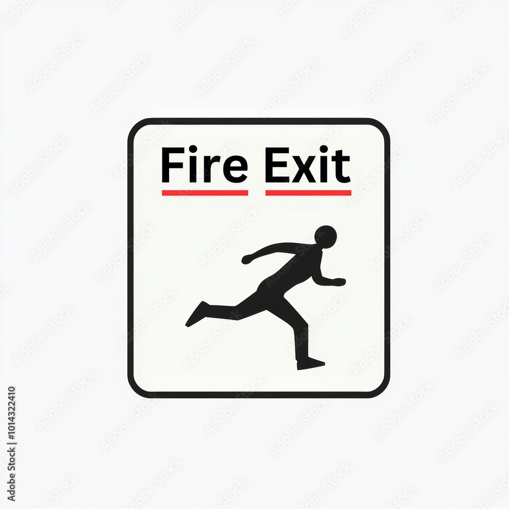 Sign indicating a fire exit with a running figure for emergency ...