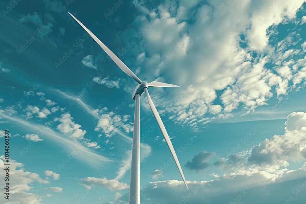 Wind generator on sky background. Wind generator power plant. Green ...