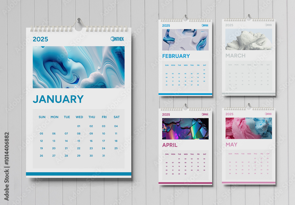 Colourful 2025 Wall Calendar Stock Template | Adobe Stock