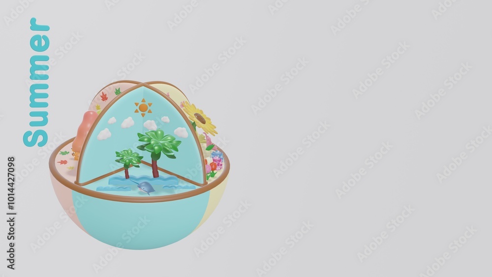 The 4 Seasons Concept in 3D Model, The four seasons of the year: Summer ...
