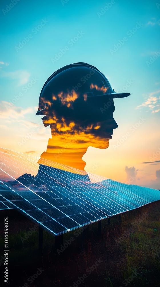 Corporate event promoting renewable energy close up, focus on, copy space Vibrant colors and ...